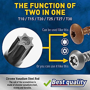 Amartisan 6-Piece Magnetic Torx Screwdrivers Set, Security Tamper Proof, Magnetic Torx Driver Star Screwdrivers Set T10 - T30 Best Choice (Torx Screwdrivers)