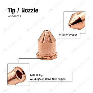 WeldingStop Plasma Cutter XT60 Torch Electrode 256026 Tip 249929 60A (PK-10 NOT Miller Original Consumables)