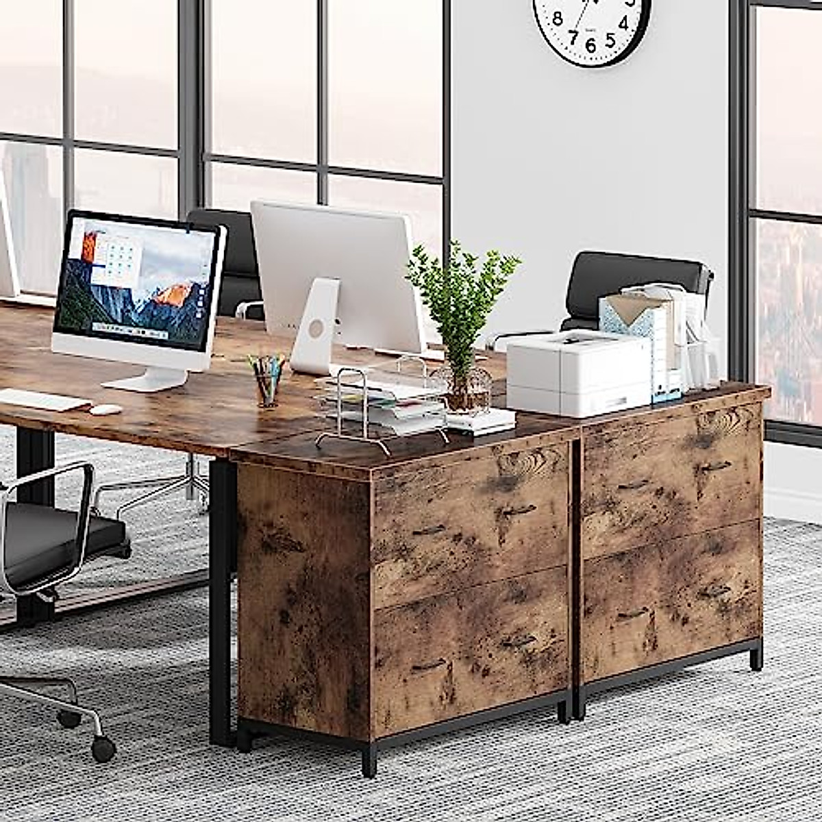 Tribesigns 2-Drawer File Cabinet, Wood Lateral Filing Cabinet, Home Office File Cabinet for A4, Letter Size, Rustic Brown