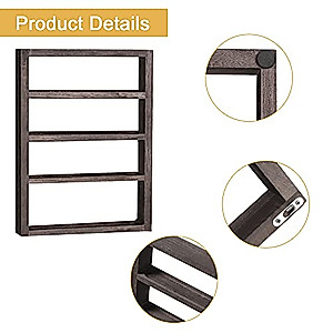 ETELI Essential Oil Storage Rack 4 Tier Wall Mounted Wooden Display Shelf Holder Nail Polish Organizer with Groove Inside for Bedroom Bathroom Powder Room, Rustic Brown