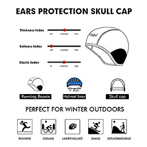 EMPISPORTS Thermal Helmet Liner Skull Cap Ears Windproof Protection Winter Warm Cycling Running Skiing Beanie Winter (Black + Black, 2)