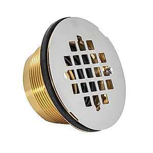Eastman 2 Inch IPS No Caulk Brass Shower Drain, Stainless Steel, 15306