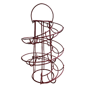 Fenteer Metal Egg Wire Rack Egg Spiral Rack Storage Dispenser,Fruit Display Holder Storage Rack,Kitchen Design Accessory Storage Tool, Red, 18x30.5cm