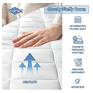Abstract Waterproof Mini Crib Mattress Protector - Quilted, Fitted Cover for Bassinet - Breathable Crib Mattress Pad - Noiseless- Machine Washable - 24" x 38" Mini Crib, White