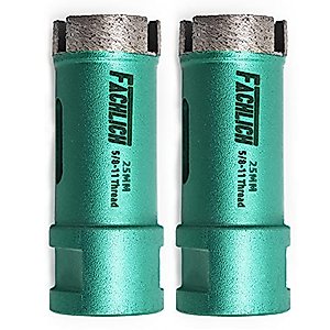 FACHLICH Diamond Core Drill Bits - 1" Granite Hole Saw 2pcs 25mm Wet Drilling for Marble,Granite,Artificial Stone,Brick, Limestone
