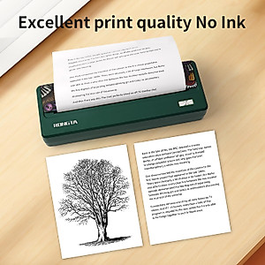 Rongta Portable Printer Wireless for Travel, 300DPI Thermal Inkless Bluetooth Mobile Printer, Support 8.5" X 11" US Letter, Compatible with Android iOS Phone & Laptops (DarkGreen)