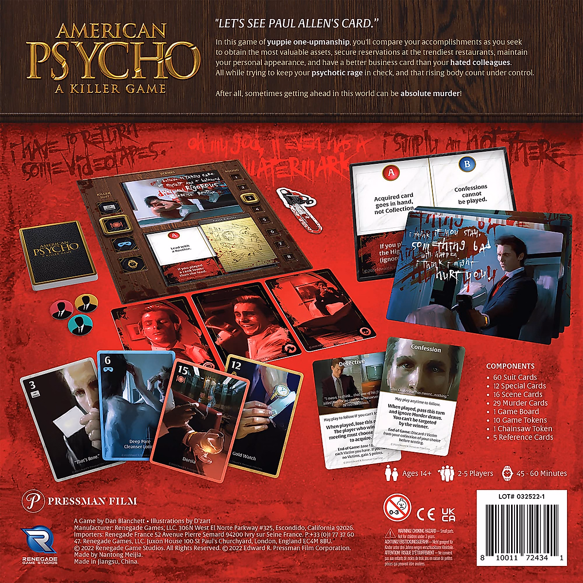 Renegade Game Studios American Psycho: A Killer Game - A Trick Taking Game, Ages 14+, 2-5 Players, 45-60 Min
