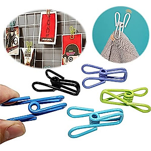 QingLHC Clothes Pins Multipurpose,Metal Clip PVC-Coated 2 inch Utility Clips for Clothes Line Bag Sealing Paper Clips Kithch Clips Laundry Hanging (30pcs) LHC018, Multicolor