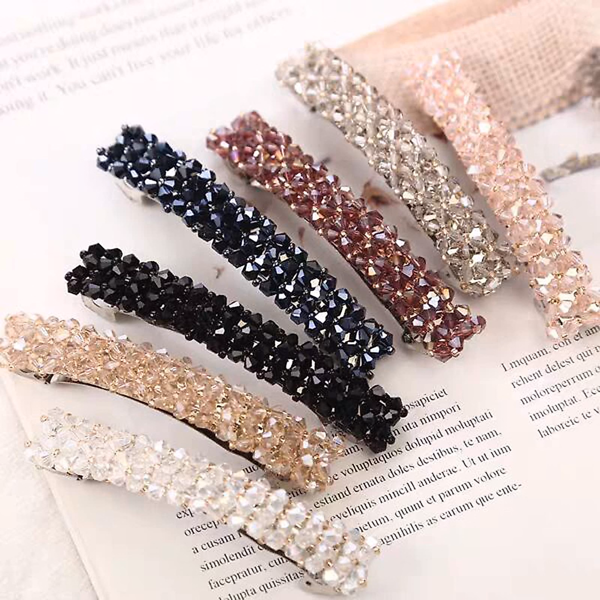 Jakeni Elegant Hair Clips Fashion Hair Barrettes for Women and Girls, Sparkly Glitter Rhinestones Flowers Hairpin French Style Hairclips Vintage Hair Accessoires for Women