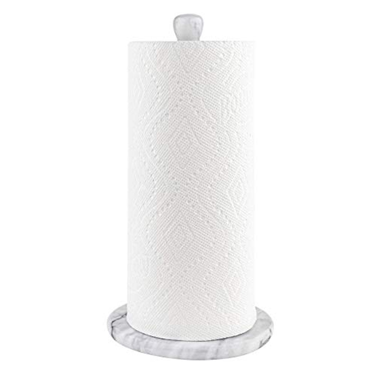 Homeries White Marble Paper Towel Holder – Deluxe Upright Towel Dispenser for Kitchen Countertop, Cabinet & Bathrooms – Non Steel & Non Plastic Design – Heavy Duty, Solid Standup Paper Towel Holders