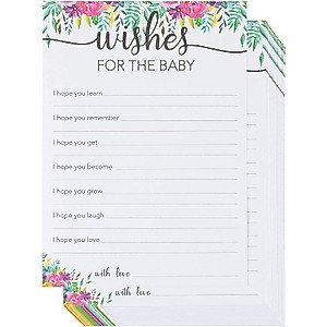 Juvale 50-Count Baby Shower Guest Activity Cards - Wishes for Baby - 5 x 7 Inches