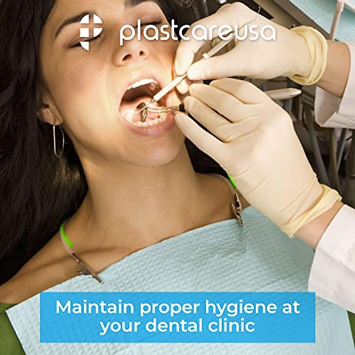 10 Pack Dental Bib Clips - Clamp Holders for Dental Bibs or Napkins - Disposable Silicone Chain and Clip Bib Holder - Blue, Green, Pink, Purple, Orange (2 of Each Color)