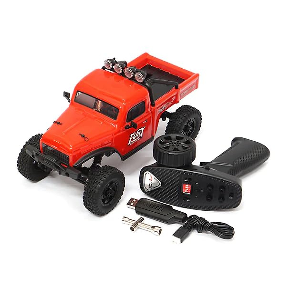 furitek FX118 Fury Wagon 1/18 Rock Crawler w 2S Lipo Battery,2.4GHz 4CH RC Transmitter,Receiver,Brushless Motor&ESC- Remote Control Adult Toy RC Cars,Mini RC Rock Crawler (FUR-2414) (RED)