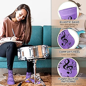 Shinymoon 6 Pairs Unisex Music Socks Gifts Funny Music Lover Teachers Socks Guitar Stave Music Notes Socks for Men Women (Music Note)