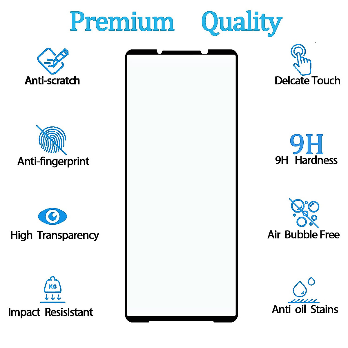 KELOLIN [2 Pack] Tempered Glass Screen Protector for Sony Xperia 1 III, [Full Coverage] [ Anti-Scratch ] [ No-Bubble ] HD Screen Protector Compatible with Sony Xperia 1 III(Black)