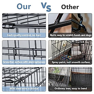 48 Inch Dog Crates for Large Dogs with PP Leak-Proof Dog Pan,XL Double Door Folding Metal Pet Crate with 3 pcs Slide Bolt Latch，Animal Cage Indoor Outdoor Dog Kennel