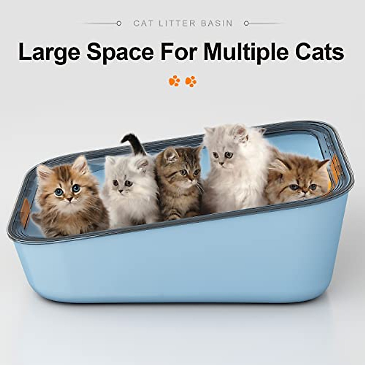 Eiiel Extra Cat Litter Box, 7.3 Wx24 L Large Nonstick Pan Durable Standard Great for Small & Cats Easy to Clean1（Blue）