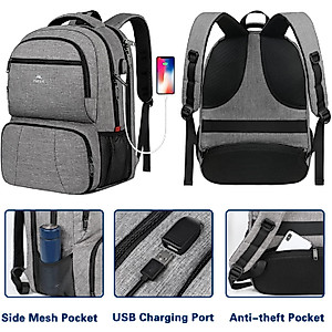 MATEIN Lunch Backpack, 17 inch Insulated Cooler Backpack with USB Charging Port for Women Men, Water Resistant College Lunch Box Backpack with Laptop Compartment for Work Picnic Travel Beach, Gifts