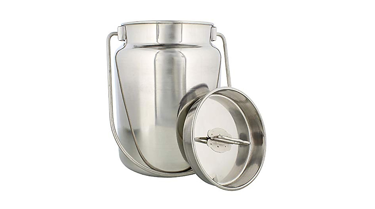 Rural365 1 Gal Metal Milk Jug - Stainless Steel Farmhouse Decor