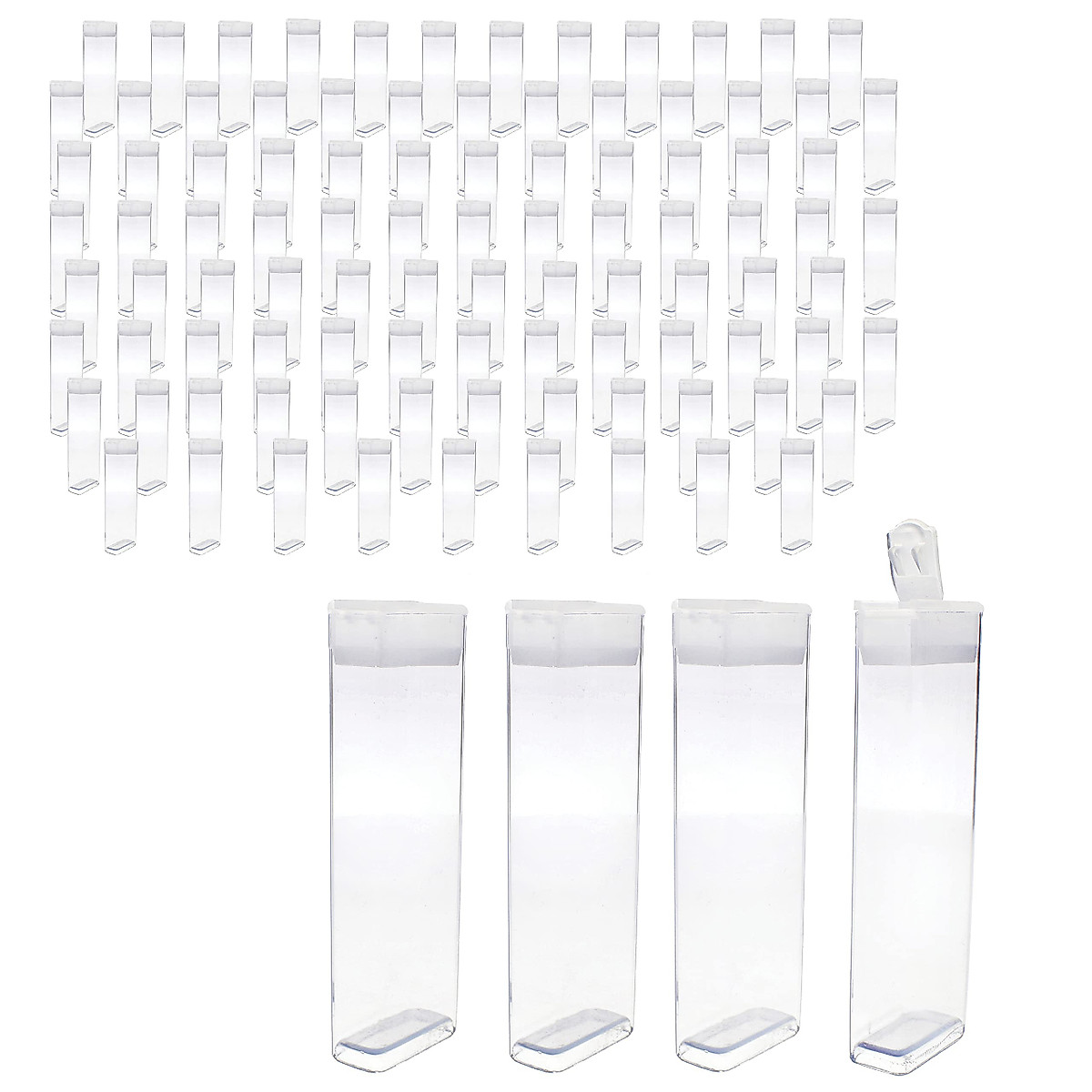 The Beadsmith Clear Plastic Boxes - Rectangle with a Flip Top Cap - 7/16” x 1” x 3-1/4” - Use for Beads, Bath Salts, Wedding & Party Favors, Home or Office Storage - Bag of 100