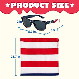 JOYIN 4 Pcs 4th of July Bandanas and Sunglasses, American Flag Bandana Patriotic Sunglasses for Men & Women, USA Bandana for July 4th Celebration, Independence Day, Memorial Day Party Accessories