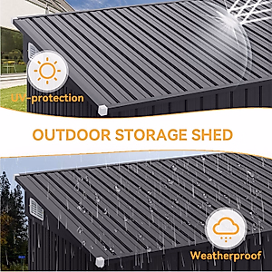 Aoxun 4' x 8' Shed Outdoor Storage Shed with Triple Lockable Door Metal Storage Cabinet with Slopping Roof for Tools Bicycles Storage for Garden, Patio, Courtyard