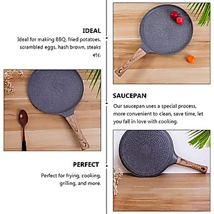 XSMNER 11 Inch Crepe Pan Pancake Pan, Non-stick Pans Frying Pan Household Wooden Handle Pancake Cooking Pan for Omelette, Tortillas, steak, Induction Compatible