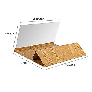 Lazmin112 12” Phone Screen Magnifier, Foldable Anti-Radiation Definition Mobile Phone Screen Amplifier with Wood Grain Phone Holder Stand, Smartphone Magnifying Stand(Gold)