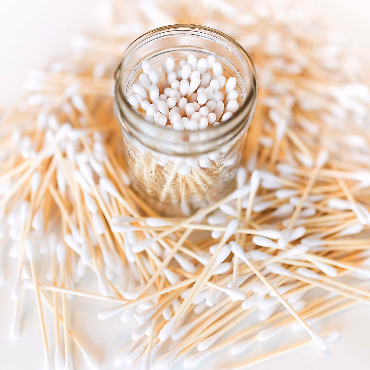 Premium 500 Biodegradable Bamboo Cotton Swabs | Zero Waste Disposable Products | Compostable Q Tips For Ears | Plastic Free Makeup Swab | Safety Wooden Ear Sticks | Eco Friendly Eye Cleaning Utensils