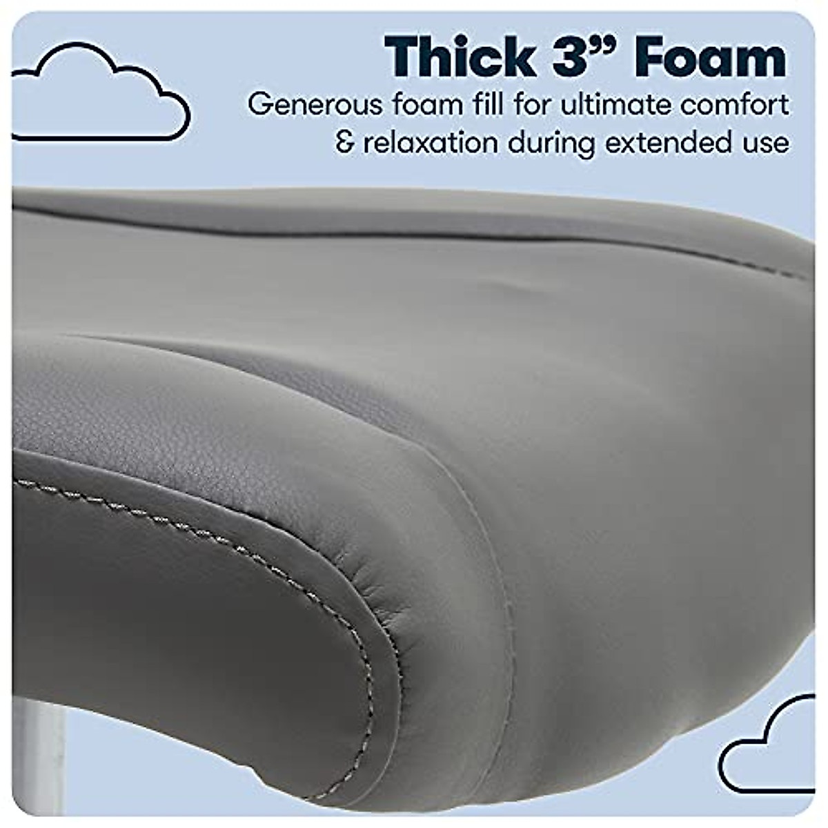 Serta Essentials Computer Chair, Productivity Gray Faux Leather and Mesh