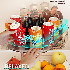 Kacimil Square Lazy Susan Organizer for Refrigerator, Slide and 360° Rotate Fridge Container and Storage Box, for Fridge, Kitchen, Pantry, Cabinet(15.75 ''x 11.02 '', 1 Pack, Clear)