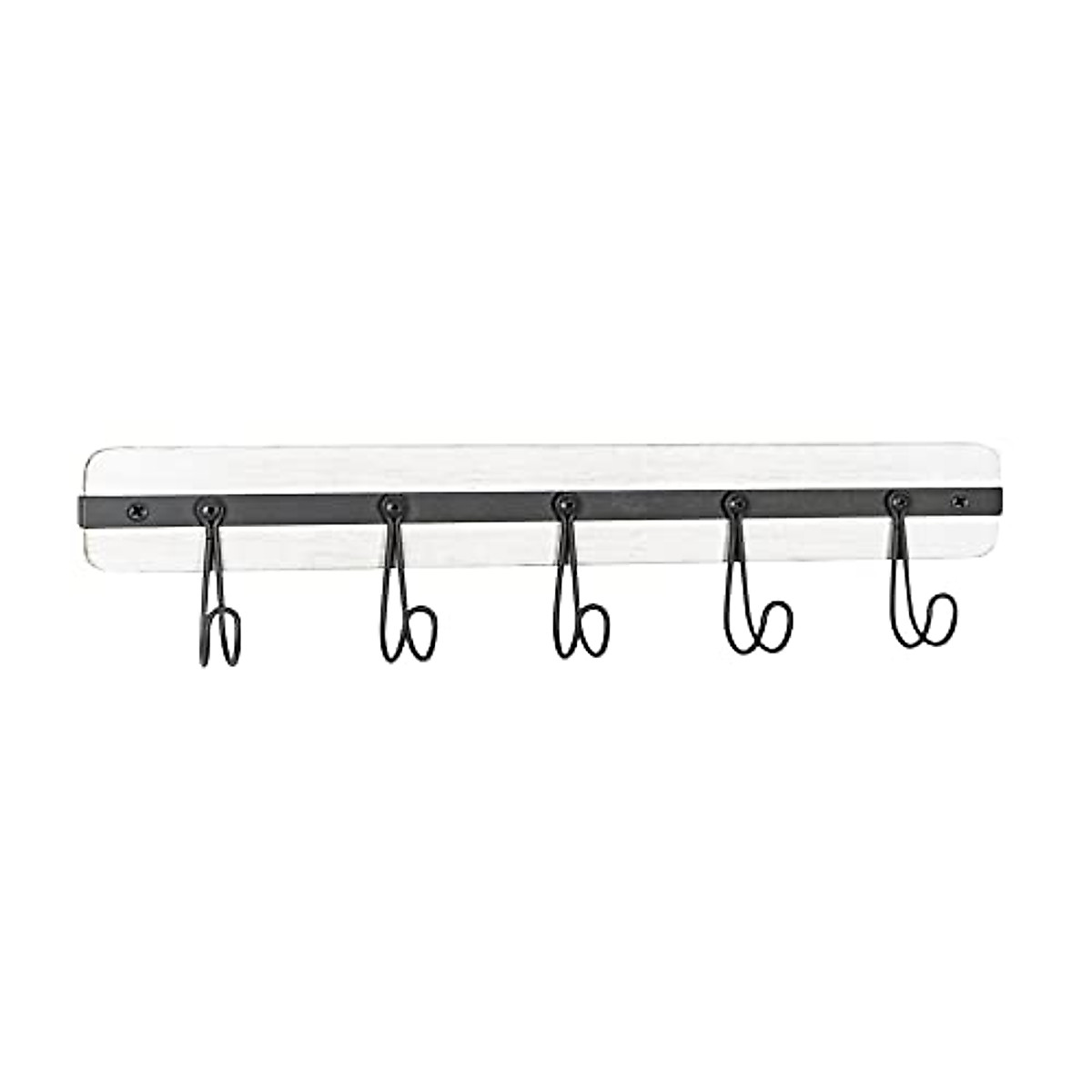 Spectrum Diversified Wall Mount 5-Hook Wood Rack for Entryway Storage and Organization, White Wash/Industrial Gray