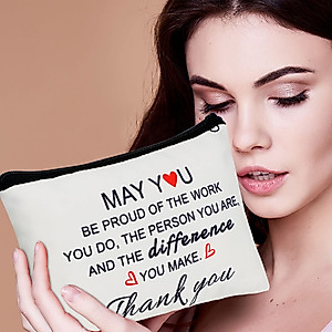 Sabary 30 Pcs Inspirational Makeup Bag Cosmetic Bag Positive Affirmation Toiletry Bag Thank You Farewell Gifts for Women Employee Coworker Colleague Nurse Teacher Birthday Gifts(Appreciation)