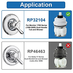 RP32104 Shower Cartridge, Compatible with Delta Monitor 1700 series (1998-2005) Cartridge, for delta Monitor Shower Cartridge for Tub/Shower Faucet Valve