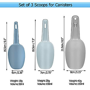 Flour Scoop Set of 3, Set of Scoops for Canisters, Ice Scoop Popcorn Scoop Pet Food Scoop Plastic Scoops for Dry Goods Coffee Beans Candy, 1.7/3.4/5.1 oz…