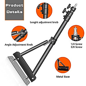 Wall Mounting Triangle Boom Arm for Ring Light, Support 180° Flexible Rotation, 28-51in Adjustable Length, Save Space, for Monolight, Softbox, Umbrella and Reflector