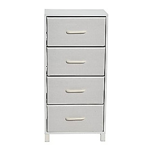 Household Essentials White 4 Drawer Bed Side Table