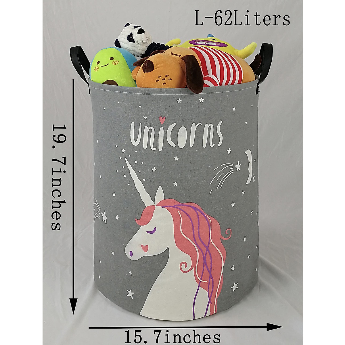 KUNRO Large Storage Basket Toy Box Bin Laundry Bag Foldable Hamper Clothes Kids Gift Organizer Chest Waterproof Coating Organizer Dorm Nursery Home (Beauty unicorn)