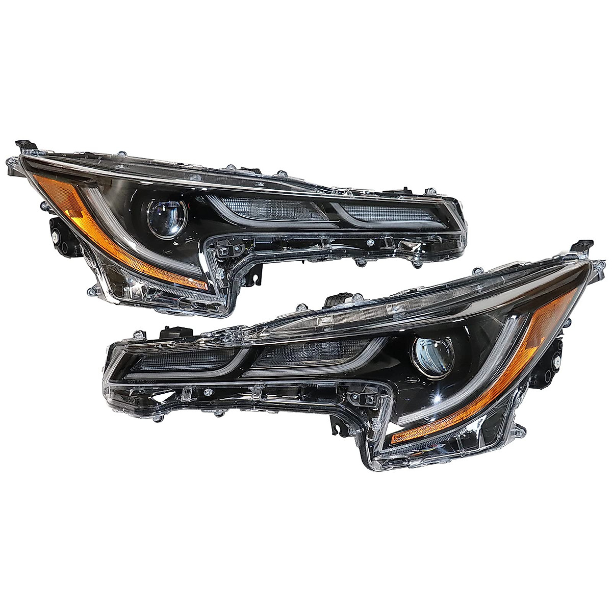 Guaopom LED Car Headlights Headlamp Drivers Passengers Side Car Headlights Compatible With For Toyota Corolla 2020-2021 Black Housing Halogen Lamp Left Right Side Headlamp Direct Replacement (L+R)