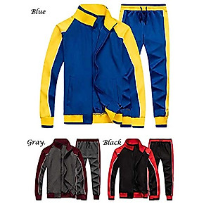 Litteking Men's Tracksuits Sweat Suit Casual Long Sleeve 2 Piece Outfit Sports Jogging Suits Set Black L