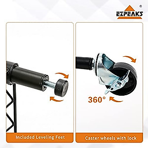 EZPEAKS 5-Shelf Shelving Units and Storage on Wheels with Shelf Liners Set of 5, NSF Certified, Adjustable Carbon Steel Wire Shelving Unit Rack for Garage, Kitchen, Office(63H X 30W X 14D)