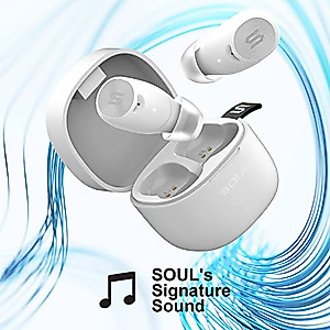 Soul S-Track Wireless Earbuds with Charging Case - Water Resistant, Sport Earbuds + 7 Hour Charge Time - Incredibly Lightweight Wireless in Ear Headphones - Earbuds Wireless Bluetooth - Pearl White