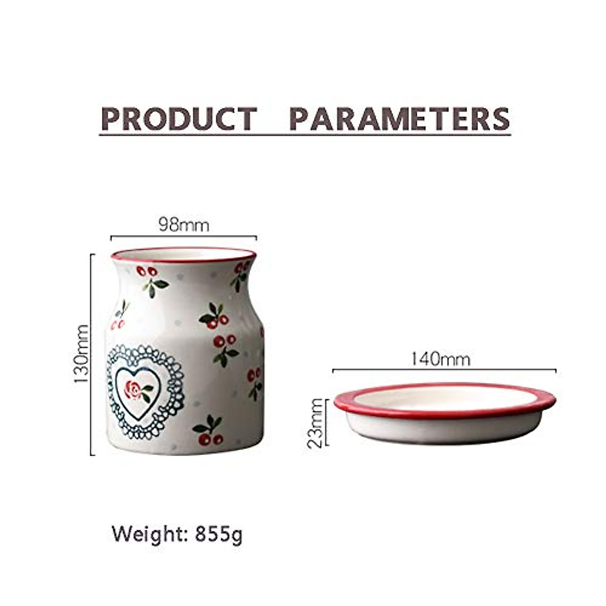 Ceramic Utensil Holder Vintage Style Kitchen Utensil Caddy Antique Design Cooking Utensil Organizer Country Style Utensil Crock for Cooking Enthuziast,White