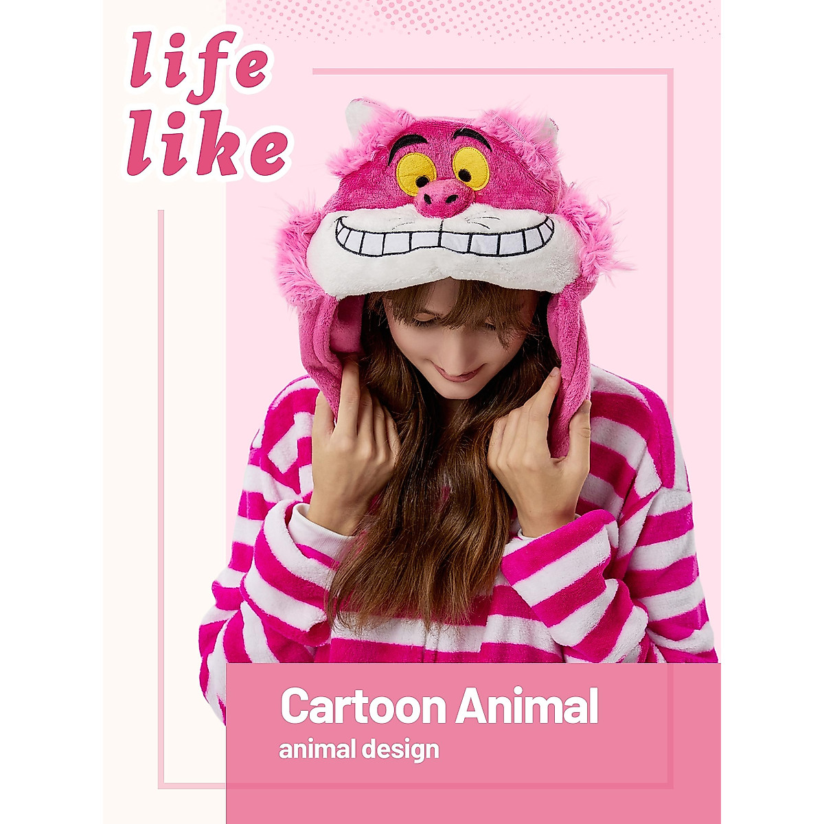 QSTYLE Adult Animal Onesie Halloween Costume,One Piece Cosplay Suit for Women and Men