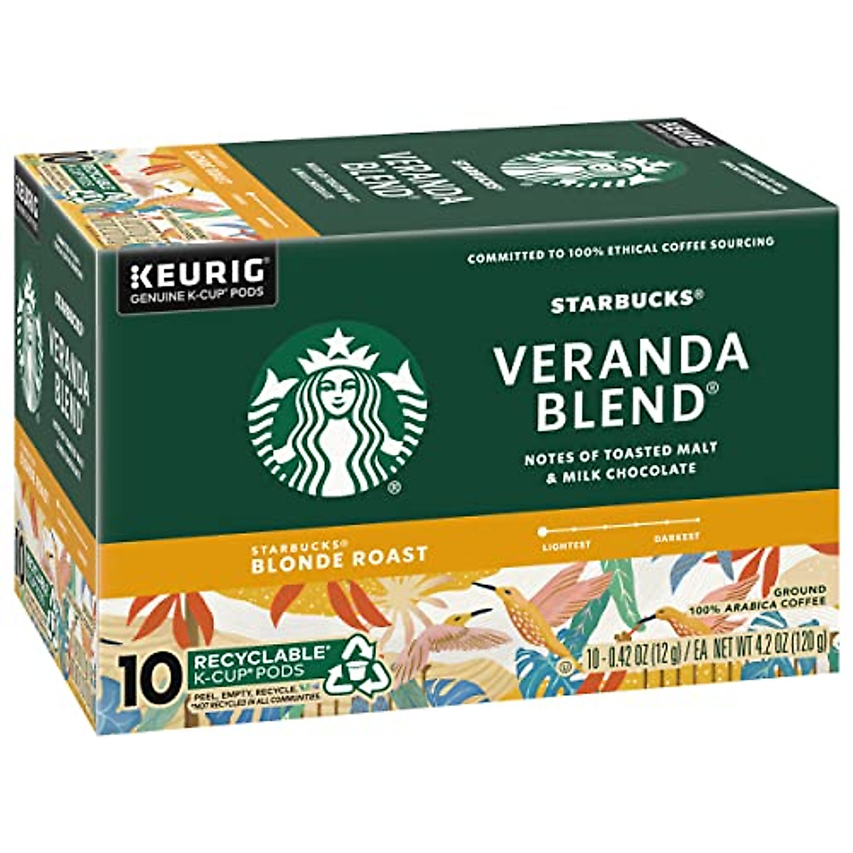 Starbucks Veranda Blend Blonde, K-Cup Portion Pack for Keurig K-Cup Brewers, 10-Count (Pack of 2)