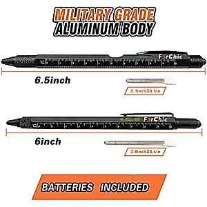 Multitool Pen Set, LED Light,Touchscreen Stylus,Ruler, Level,Bottle Opener,Screwdriver, Christmas Birthday Tool Gifts for Men, Father/Dad, Husband, Women
