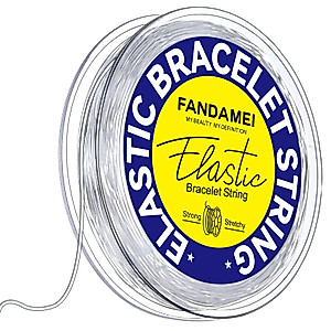 FANDAMEI 1mm Elastic Bracelet String Cord, Crystal Stretch Bead Cord for Bracelets Jewelry Making, Clear Stretchy Elastic String for Beading, Transparent Thread for Bracelet Necklace Making