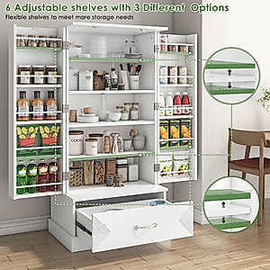 Bigbiglife 47" Kitchen Pantry Cabinet, Kitchen Storage Cabinet with Doors and Adjustable Shelves, Freestanding Buffet Cupboards with Drawer for Kitchen, Living Room and Dining Room, White