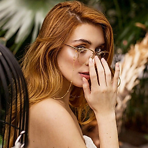 PEARLADA 18K Gold Plated Eyeglass Chain for Women Sunglasses Strap Holder Reading Glasses Retainer Handmade Around Neck Jewelry Gift for Christmas Fashion Gold Beaded Chain String Cord Lanyard