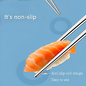 Portable & Reusable Chopsticks Stainless Steel Chopsticks with Case for School,Camping,Travel, Bento Box, 9 Inches in length, Alternative to Wooden (Black+Blue)